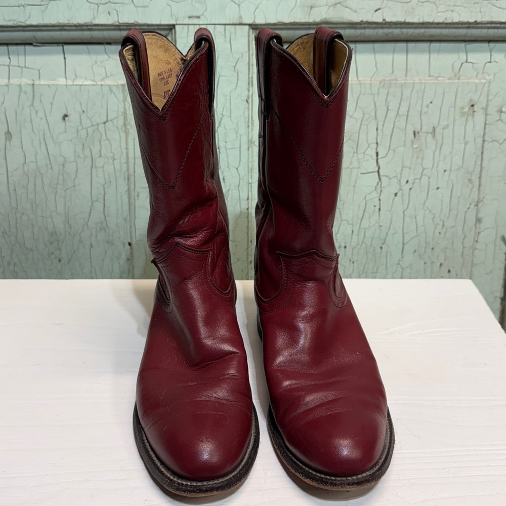 Justin Roper Boots Red And Tan Leather Design - Gem